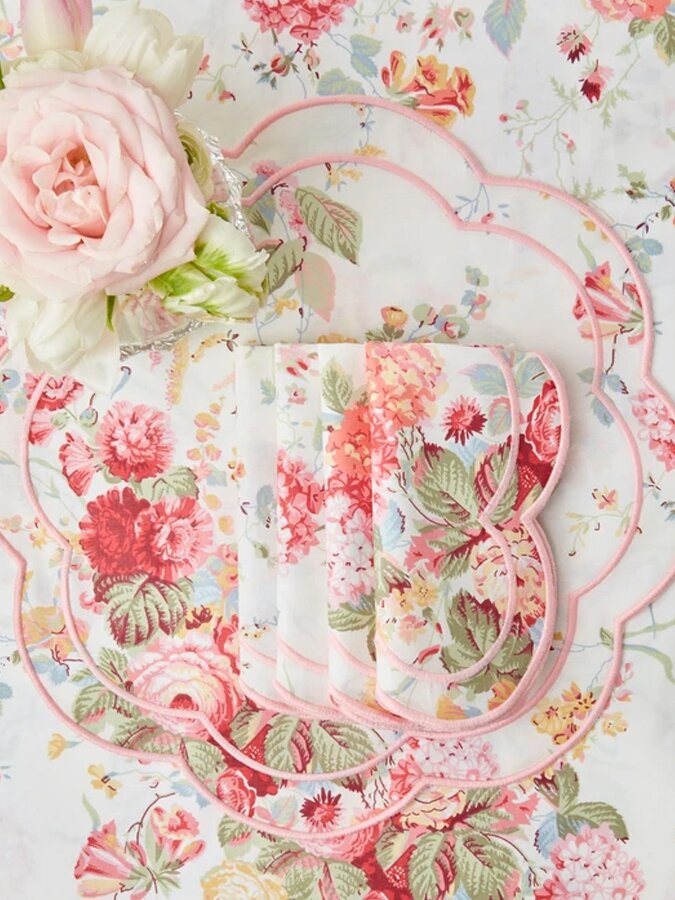 Mrs. Alice - Sibyl Chintz Pink Placemats (Set of 4)