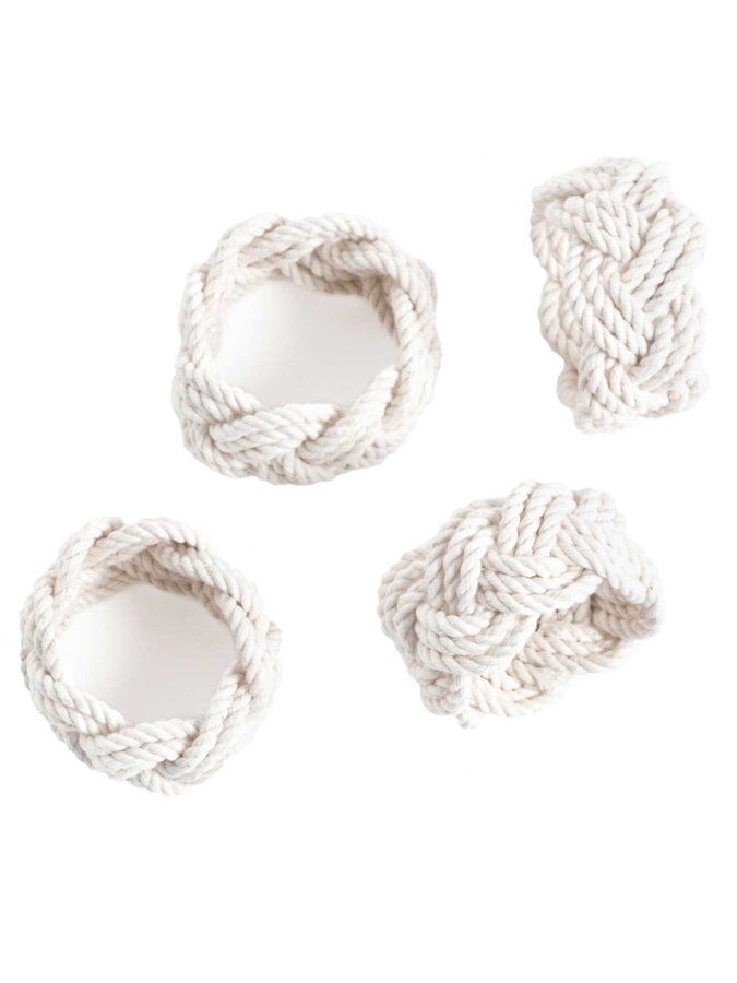 Annie Selke - White Sailor Knot Napkin Rings Set/4