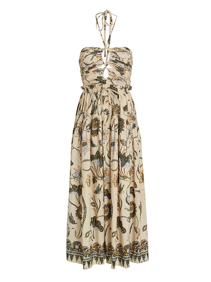 Ulla Johnson - Ella Cut-Out Floral Poplin Halter Dress