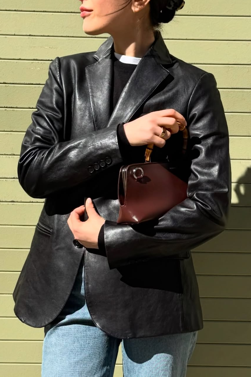 faux leather blazer dress Vegan Leather Cut Out Blazer Dress main image 0