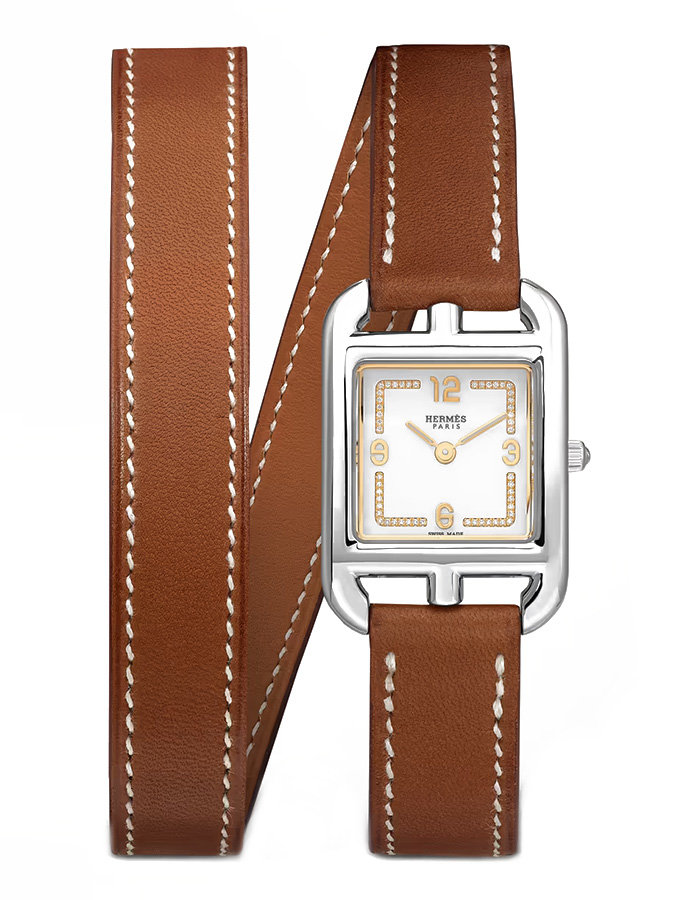 HERMÈS TIMEPIECES - Cape Cod Fil D’or Stainless Steel, Leather and Diamond Watch