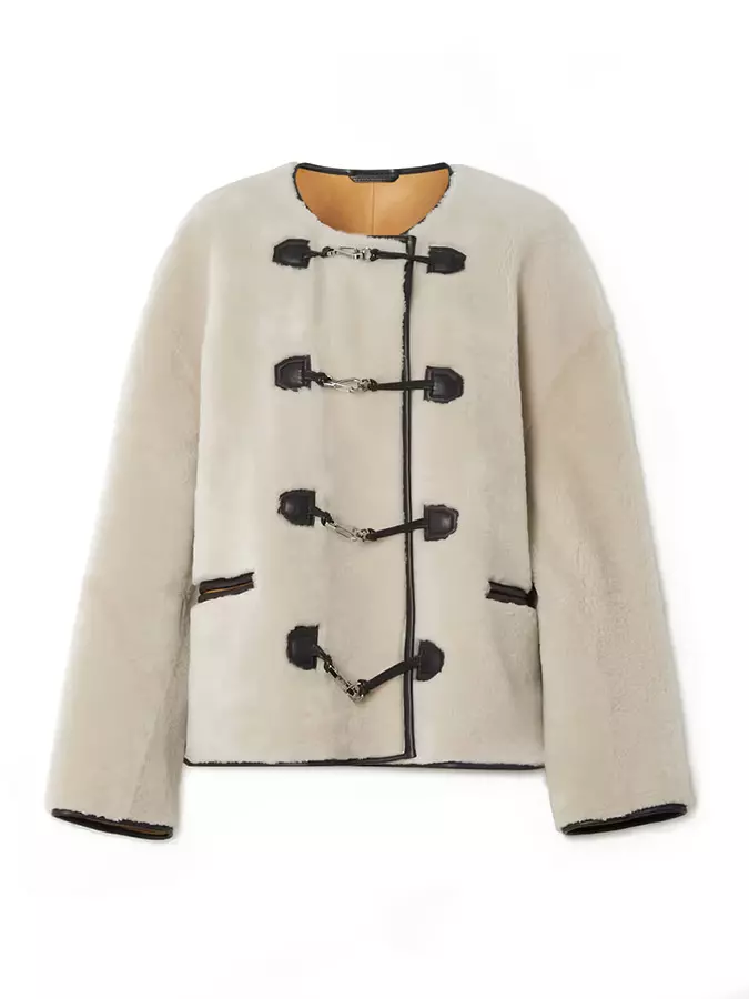 TOTÊME - Leather-Trimmed Shearling Jacket