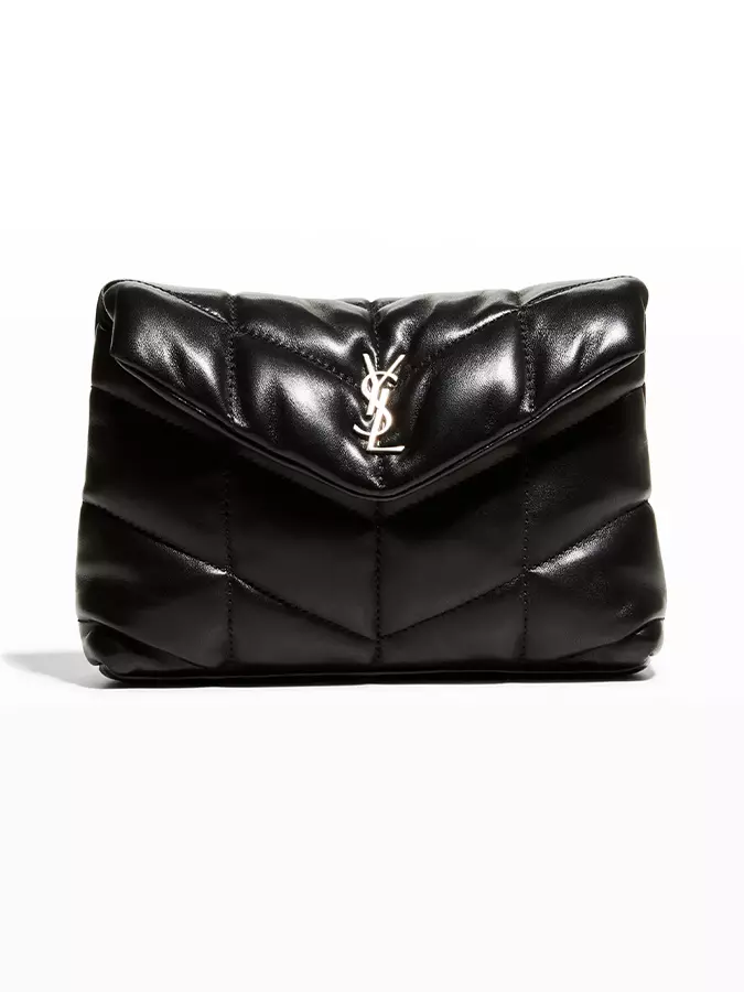 SAINT LAURENT - Loulou Quilted Puffer Pouch Clutch Bag