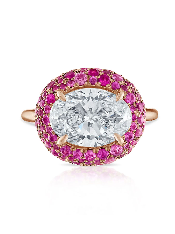 Stephanie Gottlieb - 3.01ct Oval Diamond and Gemstone Bombe Ring