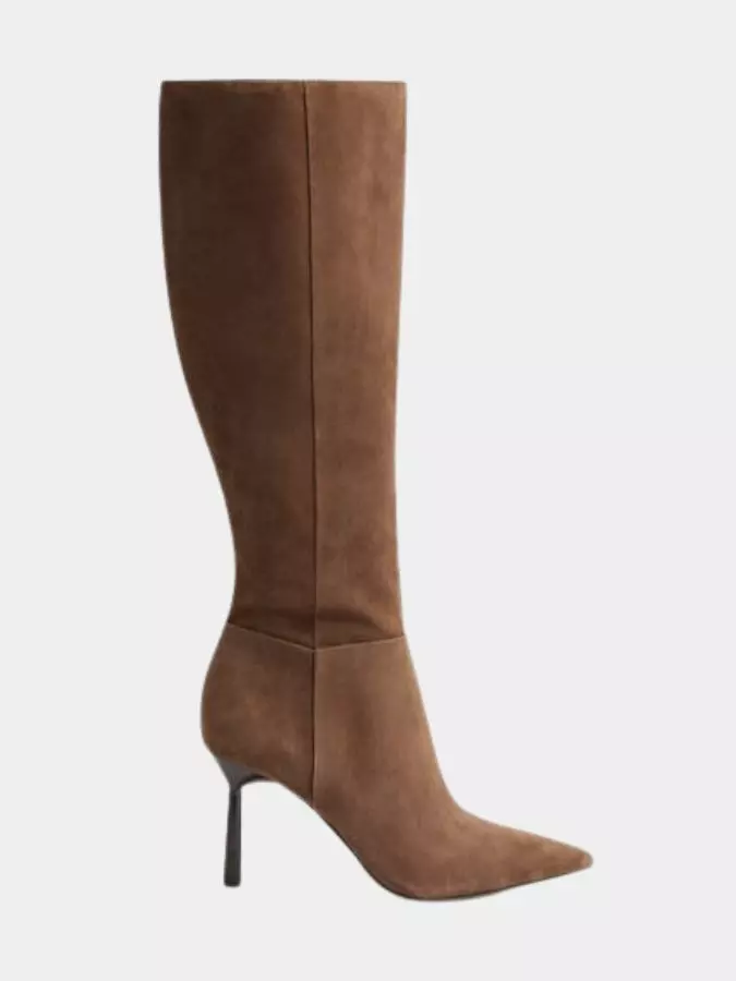  - Leather Knee High Heeled Boots