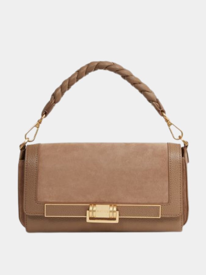  - Leather Suede Baguette Bag