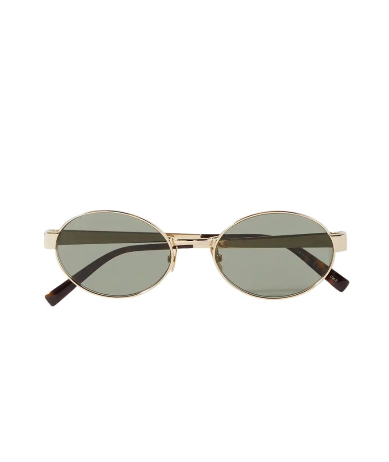 Saint Laurent-SAINT LAURENT Eyewear Gold-tone Oval-frame Sunglasses
