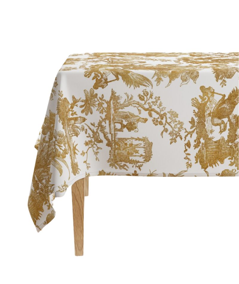 Spoonflower - Chinoiserie Toile ~ Gilt on White by peacoquettedesigns