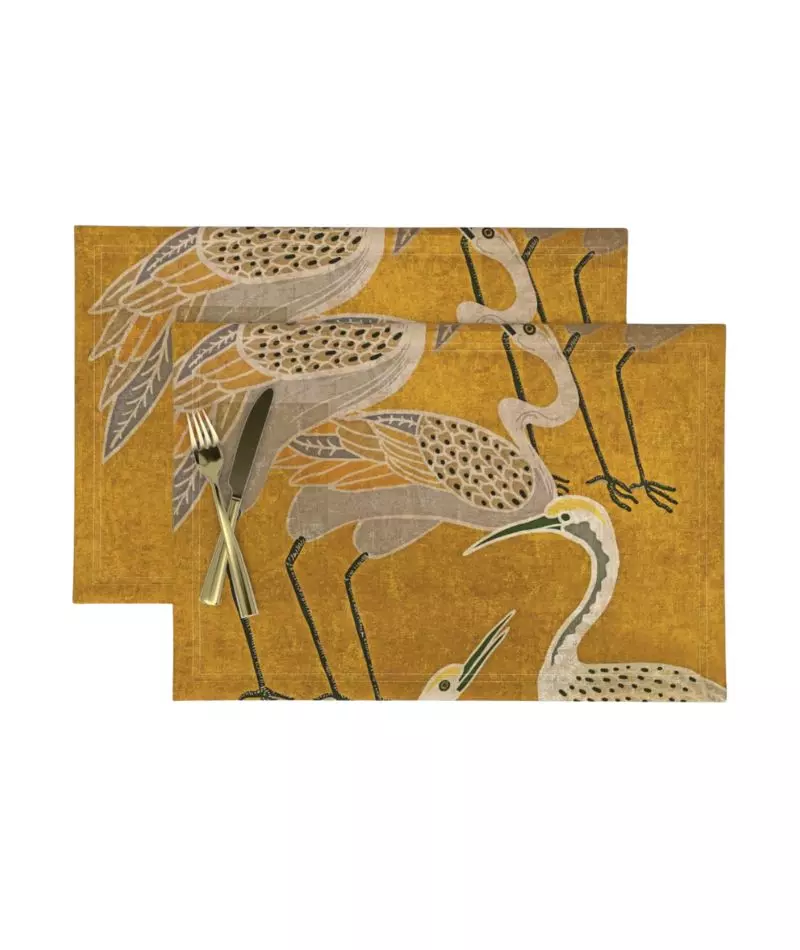 Spoonflower - Deco Cranes - Golden Hour by shellyturnerdesigns
