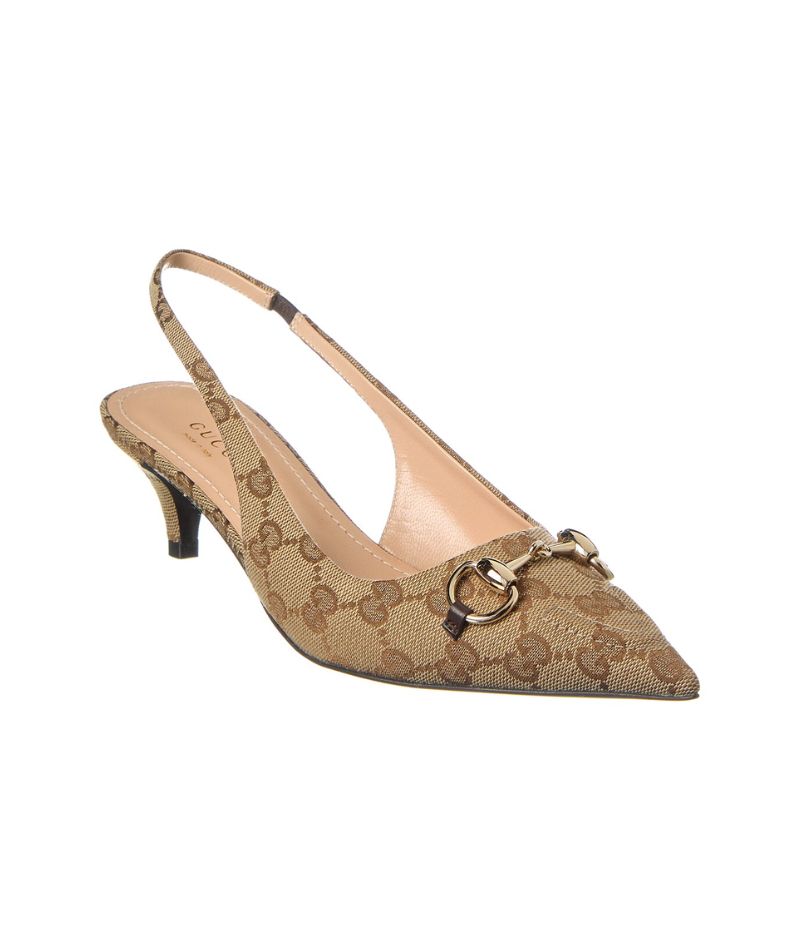 Gucci  - Horsebit GG Canvas Slingback Pump