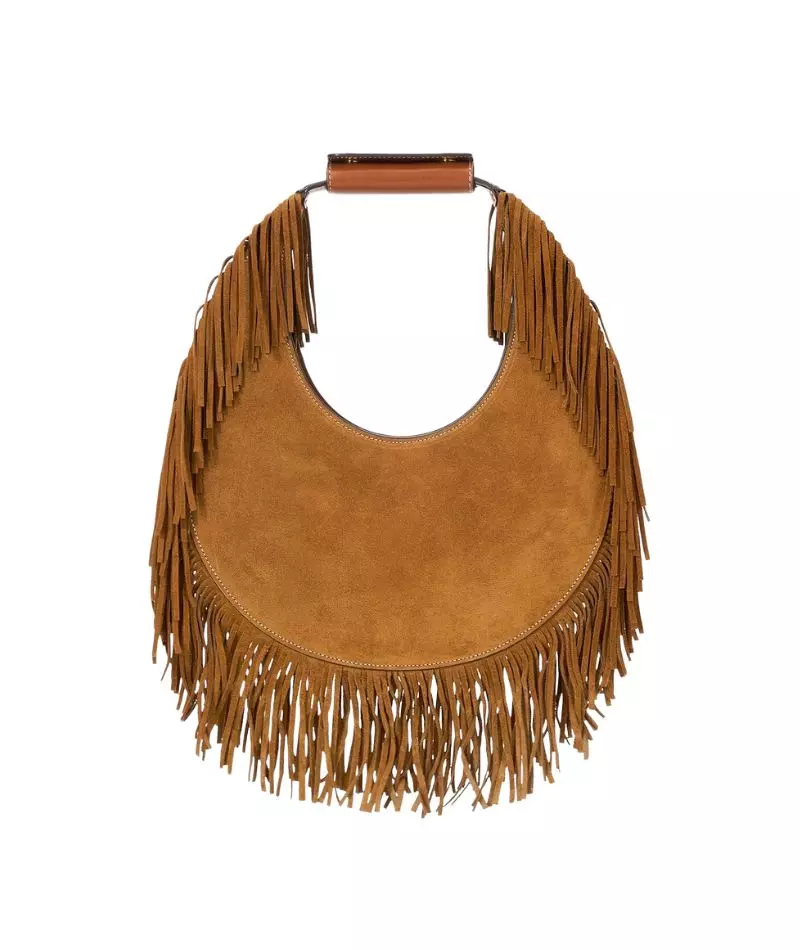 STAUD - Moon Tote Bag Tan Fringe