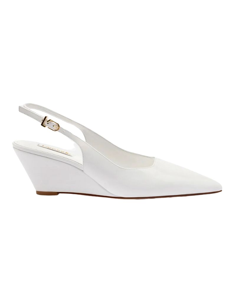  Larroudé - Loulou Pump In White Patent Leather Larroudé
