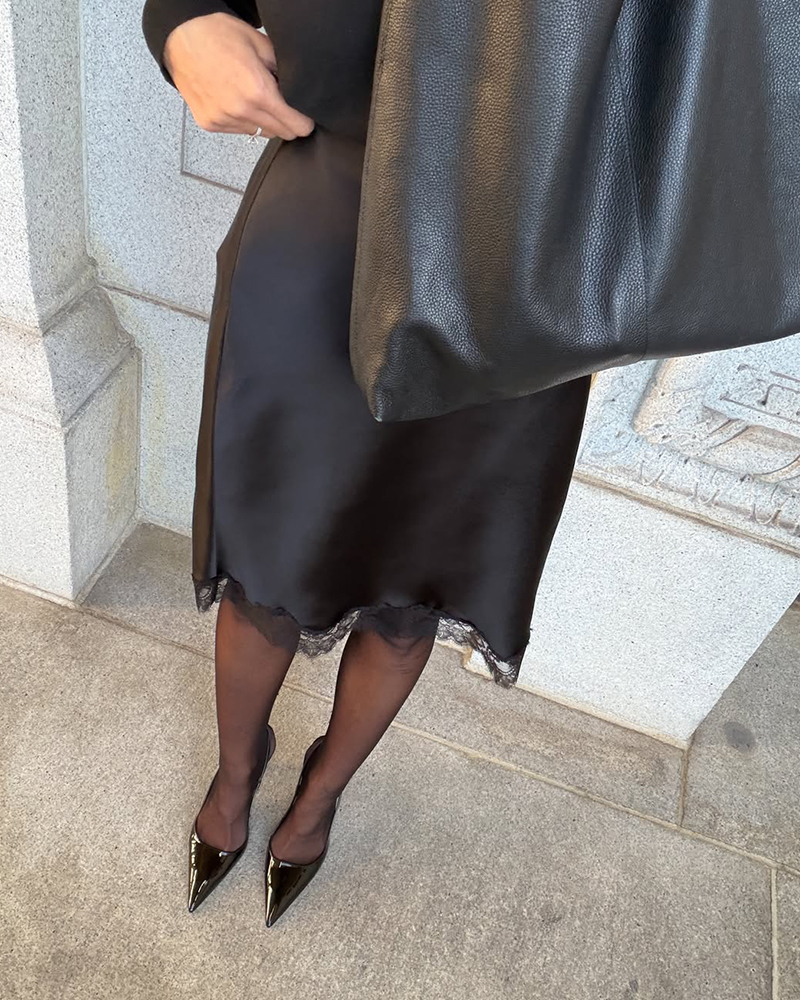 The Satin Skirts That Go With Knits%2C Tees%2C Button-Downs%E2%80%94Absolutely Everything