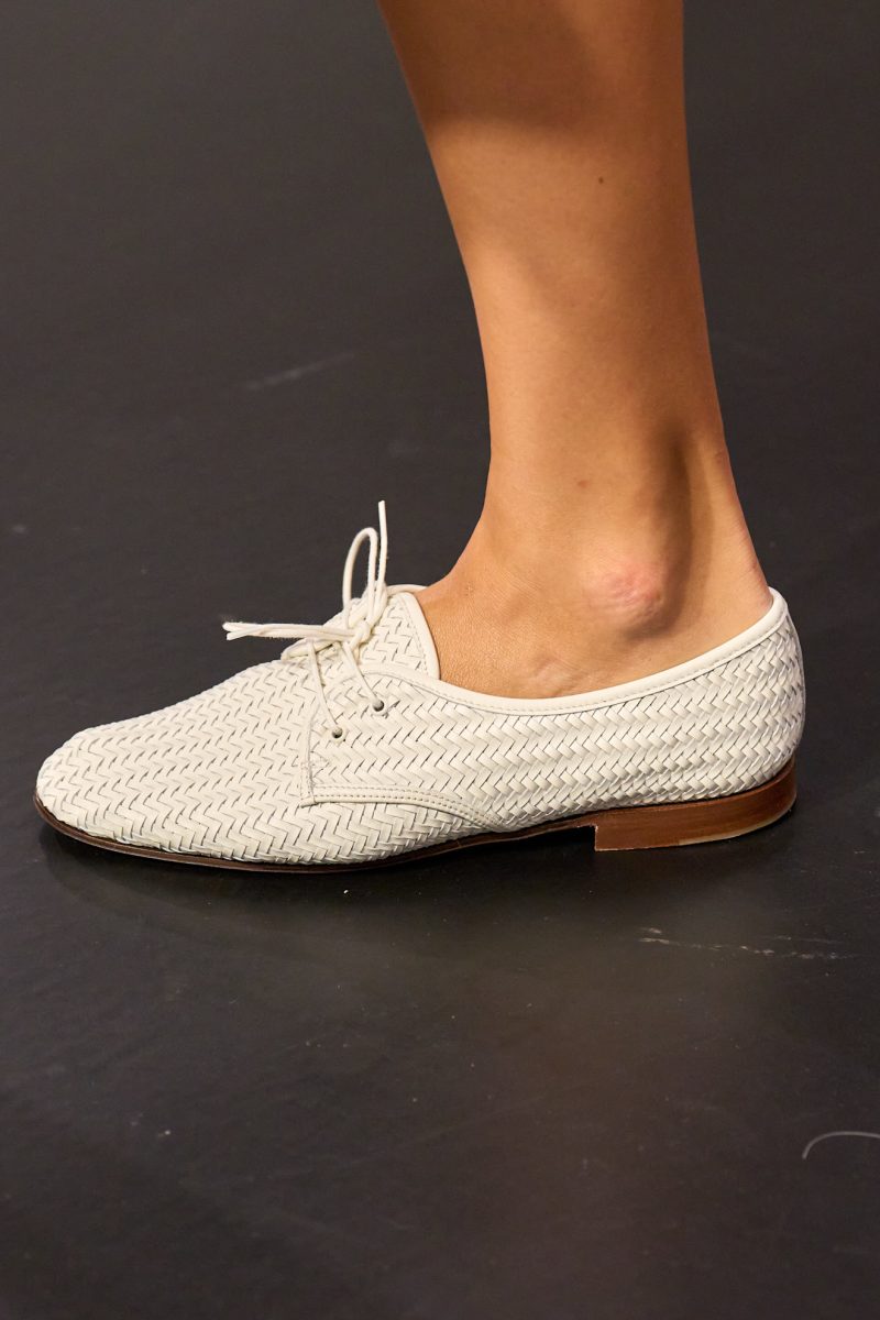 white woven leather lace-up oxford shoe with wooden sole from Ralph Lauren summer collection
