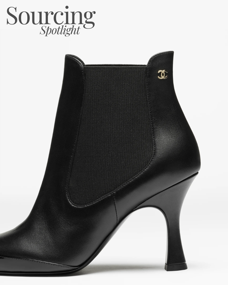 Chanel Chelsea boots showcase sleek black leather with elastic side panels and a chic stiletto heel%2C perfect for any elegant outfit