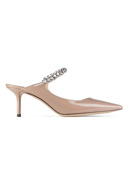 JIMMY CHOO - Jimmy Choo Bing 65 Patent Leather Mules With Crystal Strap