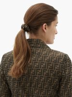 Fall 2020 Trends FENDI Set of two logo-print silk hair scrunchies on Model