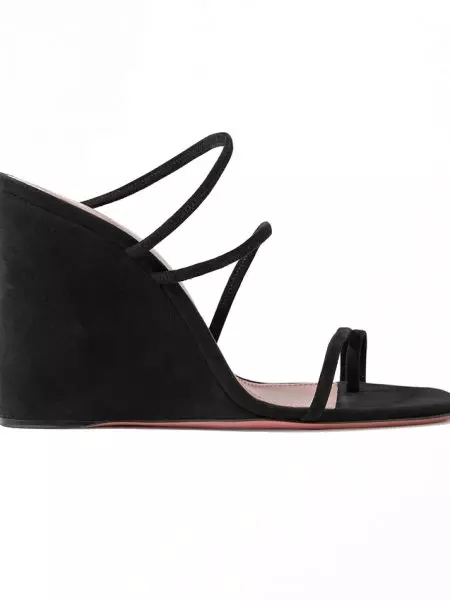 Amina Muaddi - Naima Suede Wedge Sandals