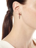 Lady in Red_0013_3a Etho Maria 18k Pink Gold Red Ceramic Brown Diamond Spike Earrings