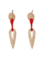 Lady in Red_0014_3 Etho Maria 18k Pink Gold Red Ceramic Brown Diamond Spike Earrings