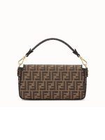 Lorena Rae Street Style Fendi BAGUETTE Brown fabric bag Rear View