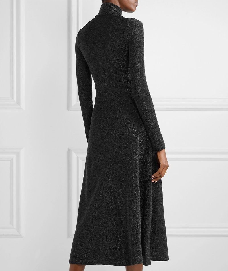 Nouveau Noir_0000s_0001_1c ROSETTA GETTYMetallic stretch-knit turtleneck midi dress