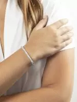 Nouveau Noir_0017_2a SMALL WHITE DIAMOND CLASSIC BAGUETTE CUFF BRACELET - WHITE GOLD