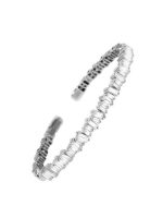 Nouveau Noir_0018_2 SMALL WHITE DIAMOND CLASSIC BAGUETTE CUFF BRACELET - WHITE GOLD