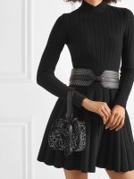 Nouveau Noir_0023_5a ALAÏARose Marie mini crystal-embellished suede and leather bucket bag
