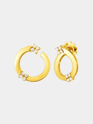 robertocoin 18K GOLD LOVE IN VERONA DOUBLE DIAMOND CIRCLE EARRINGS