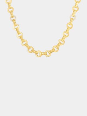 robertocoin 18K GOLD OBELISCO DIAMOND ACCENT NECKLACE