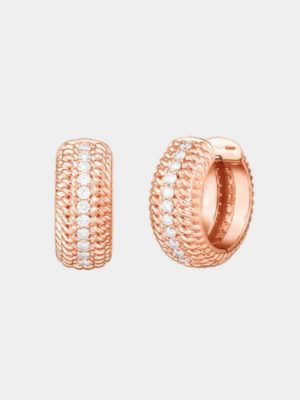 robertocoin 18K GOLD OPERA DIAMOND SNAP HOOP EARRINGS