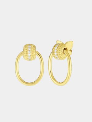 robertocoin 18K GOLD OPERA SMALL DOORKNOCKER DIAMOND ACCENT EARRINGS
