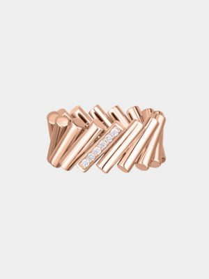 robertocoin 18K ROSE GOLD DOMINO DIAMOND ACCENT RING
