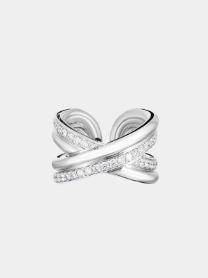 robertocoin 18K WHITE GOLD CIALOMA DIAMOND CROSSOVER RING