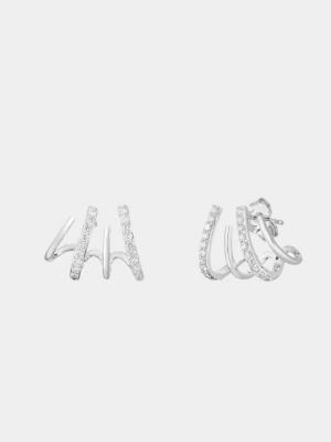 robertocoin 18K WHITE GOLD CLASSIC DIAMOND CLIMBER EARRINGS