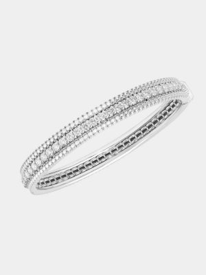 robertocoin 18K WHITE GOLD SIENA DIAMOND 1 ROW BANGLE