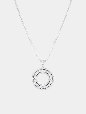 robertocoin 18K WHITE GOLD SIENA LARGE DIAMOND CIRCLE NECKLACE