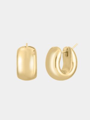 robertocoin 18K YELLOW DESINGER GOLD WIDE HUGGIE EARRINGS