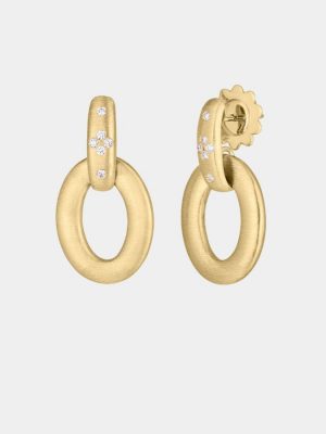robertocoin 18K YELLOW GOLD DUCHESSA DIAMOND ACCENT SATIN DOORKNOCKER EARRINGS