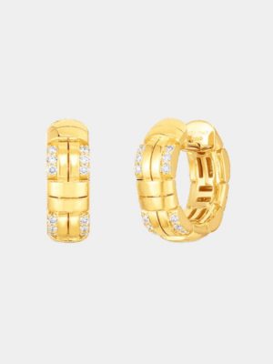 robertocoin 18K YELLOW GOLD VENETO DIAMOND ACCENT WOVEN SMALL HOOP EARRINGS