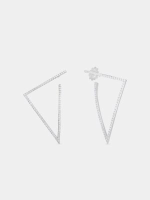 robertocoin WHITE GOLD LARGE TRIANGLE DIAMOND EARRINGS